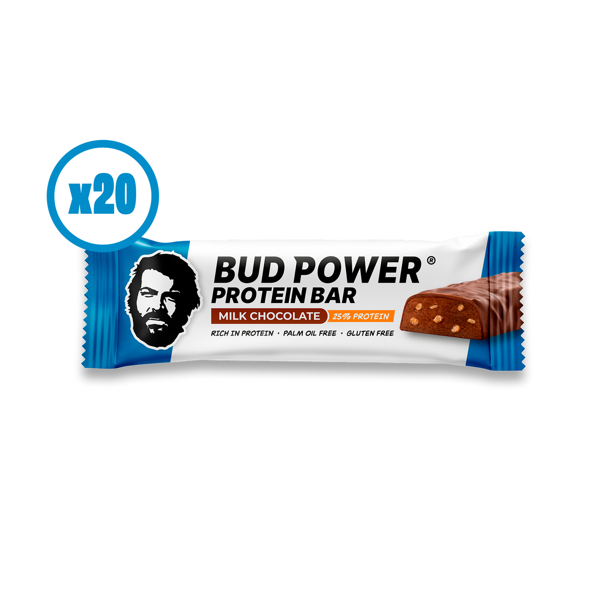 Bud Power® B2b Crispy Protein Bars Milk Chocolate 20pcs